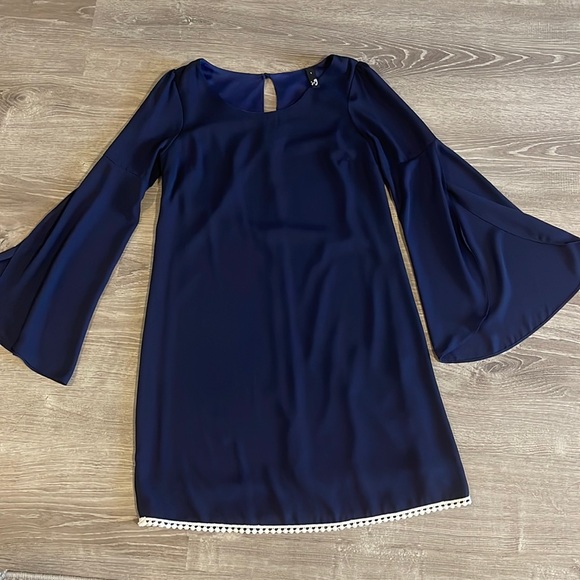 Ing | Dresses | Navy Blue Bell Sleeve Dress | Poshmark